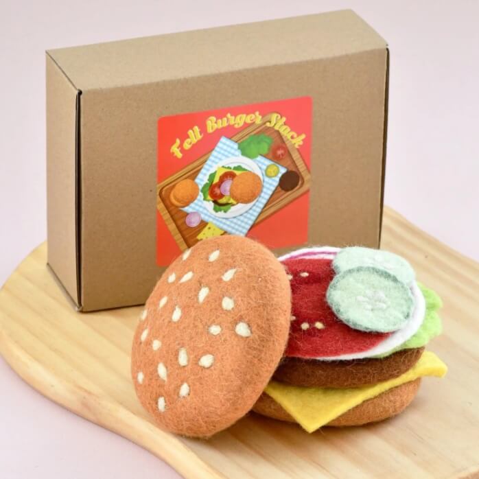 Burger Stack - Felt Play Food Set - Tara Treasures – The Toy Chest ...