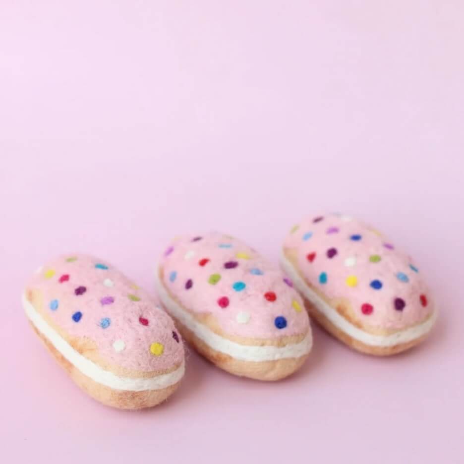 Pink Sprinkle Eclairs set of 2 - Felt Play Food - Juni Moon – The Toy ...