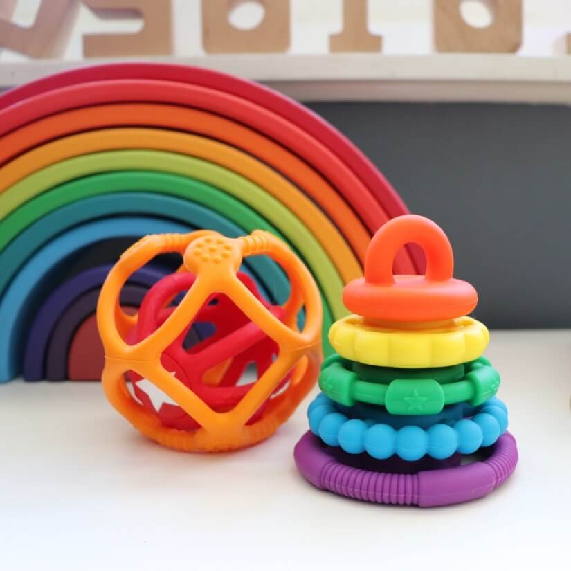 Rainbow Stacker & Teether - assorted colours – The Toy Chest Australia